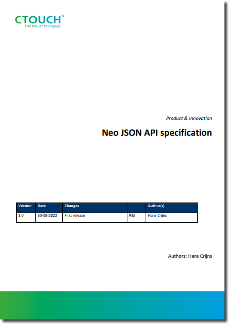 Neo JSON API Specification CTOUCH Support